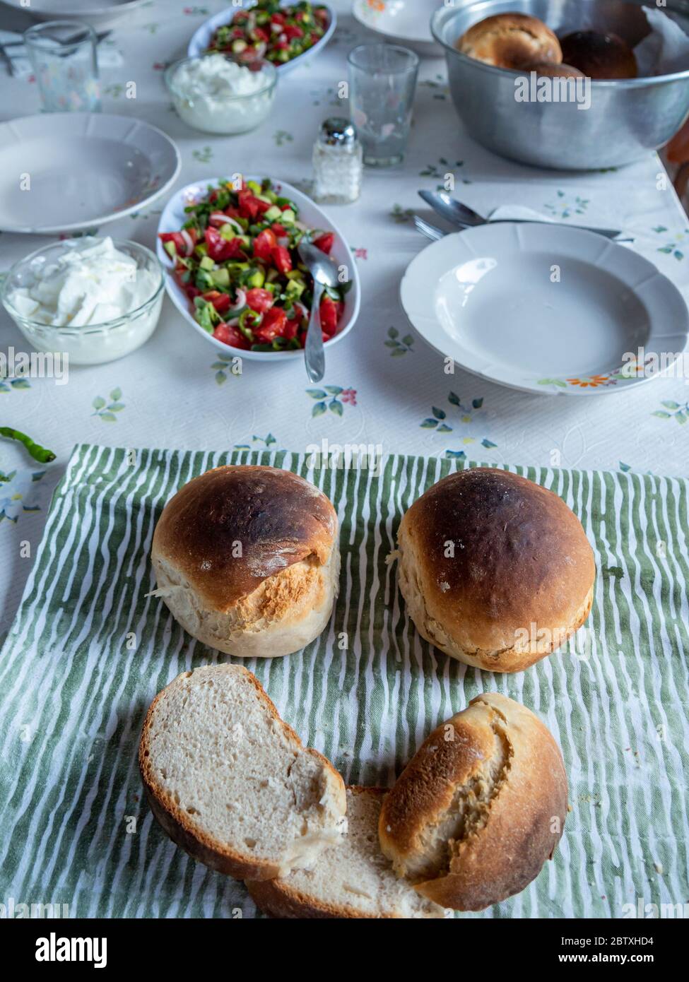 Turkish Traditional Dinning Table with empty dishes Stock Photo - Alamy