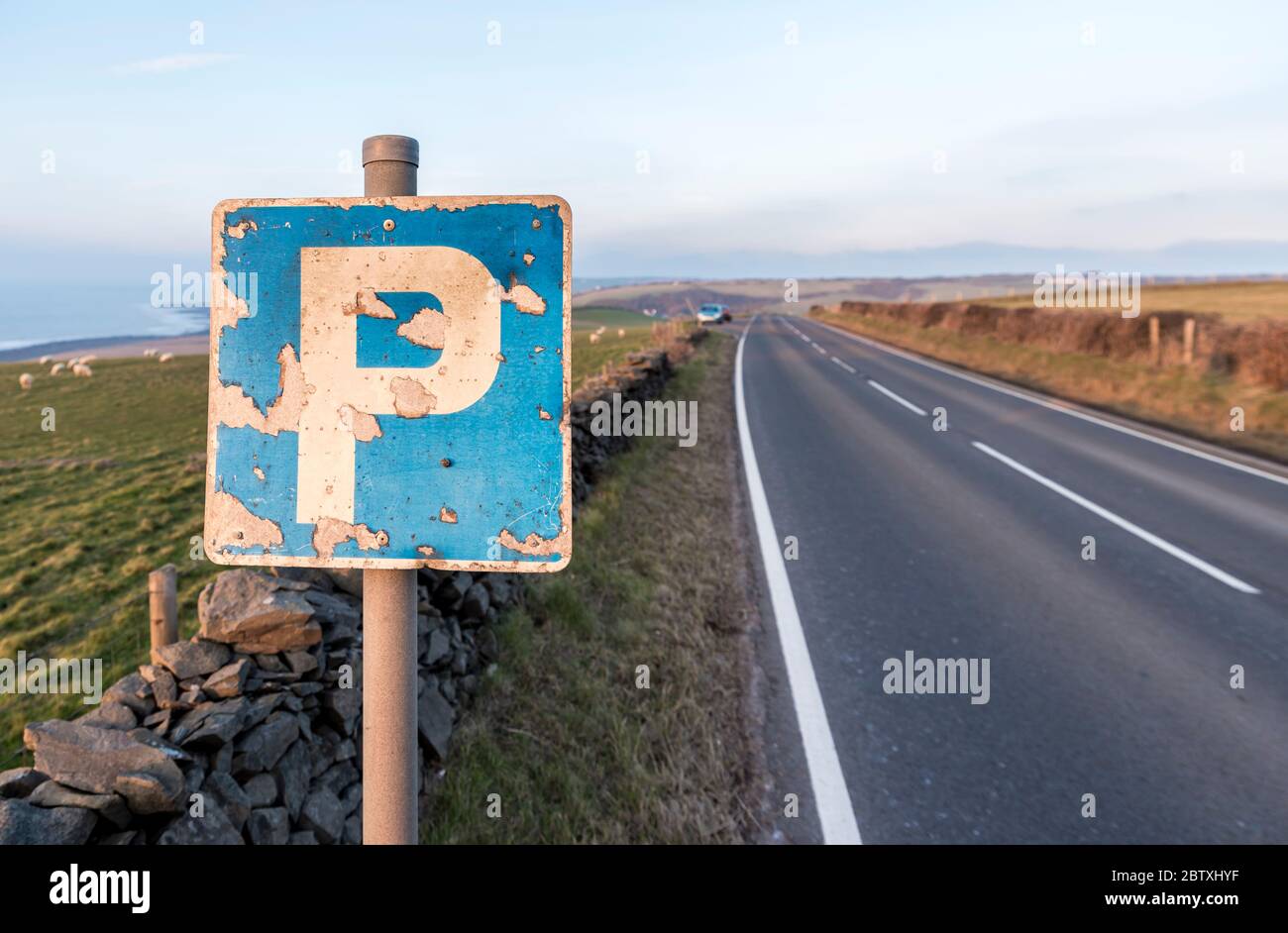 Blue square parking sign on hi-res stock photography and images - Alamy