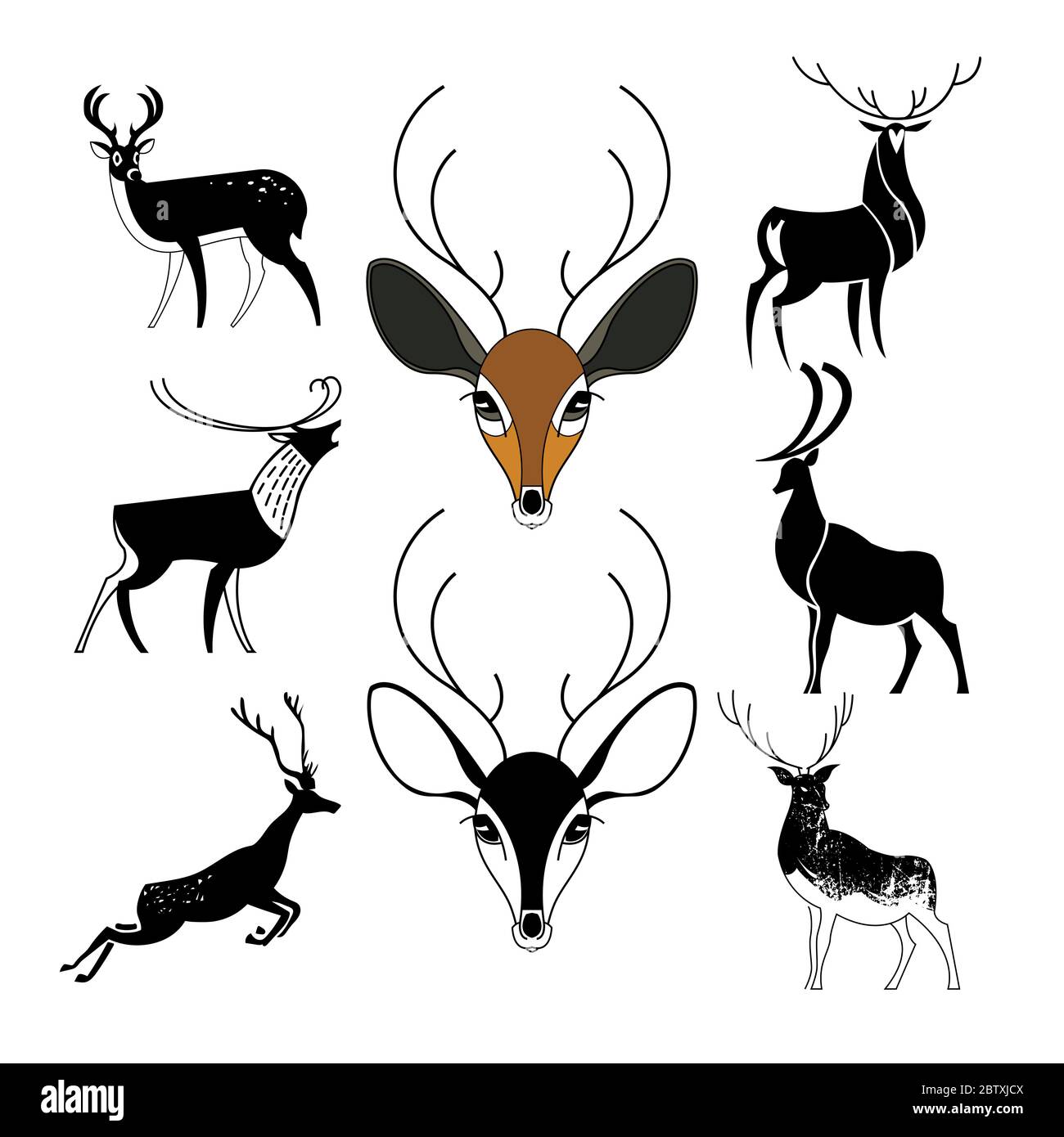 Set of deer signs for logos in different styles Stock Vector Image ...