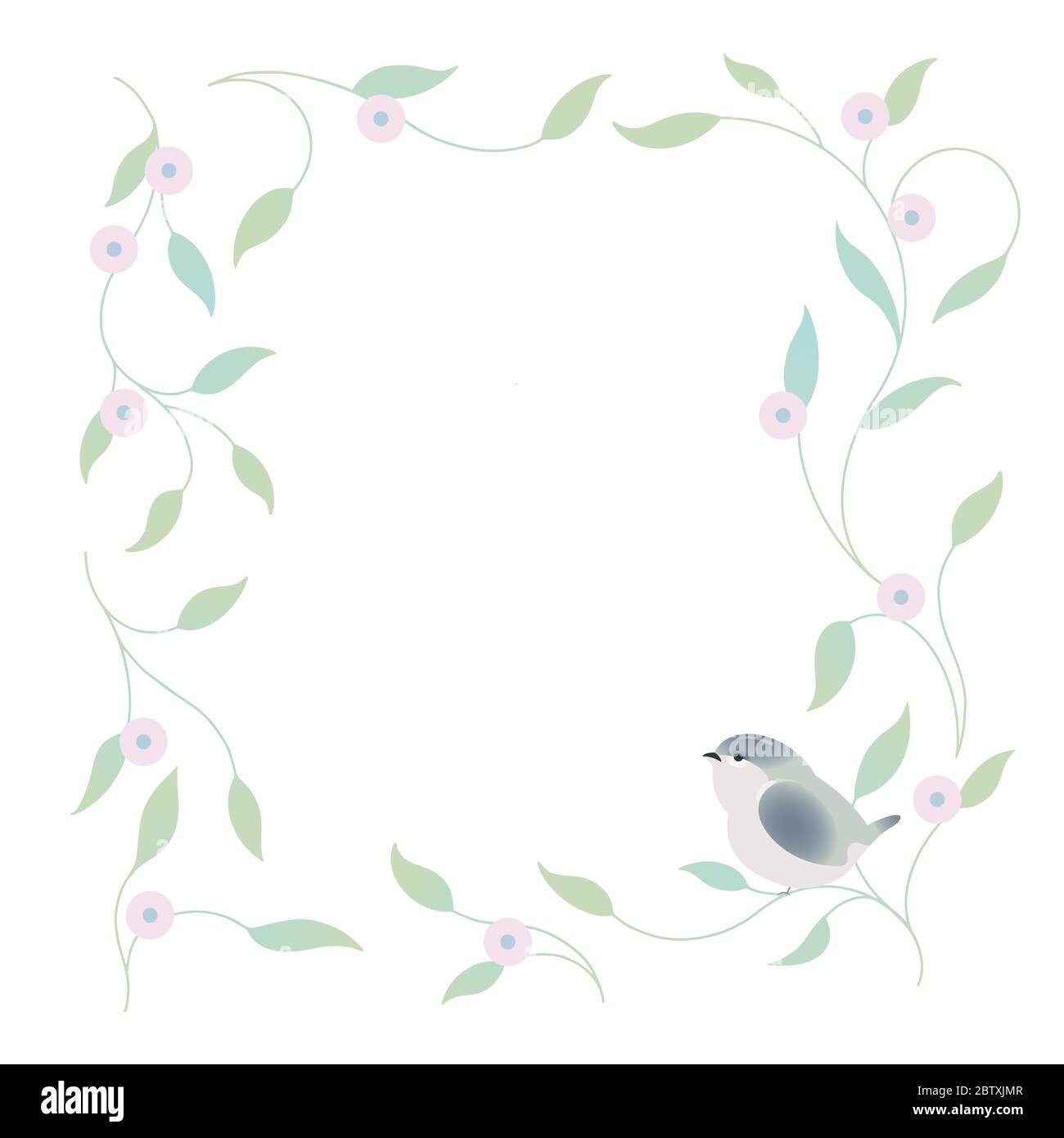Spring floral frame with a small bird Stock Vector Image & Art - Alamy