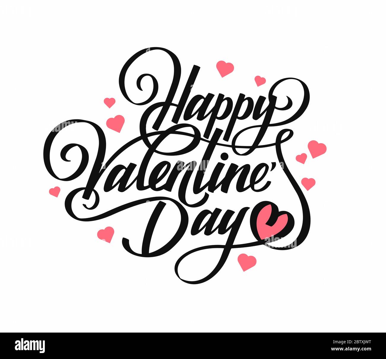 Phrase Happy Valentine's Day. Calligraphy. Black text on white with ...