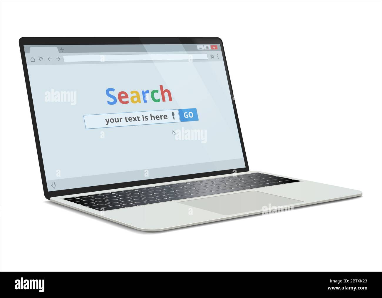 An open laptop with an internet search page. Realistic style Stock ...