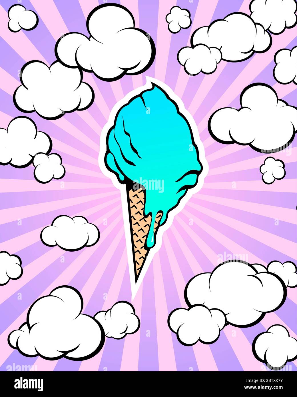 ice cream cone poster. Pop art style Stock Photo - Alamy