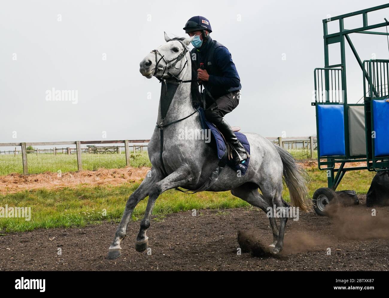 Jockey jason moscrop on gallops howe hill stables hi-res stock ...