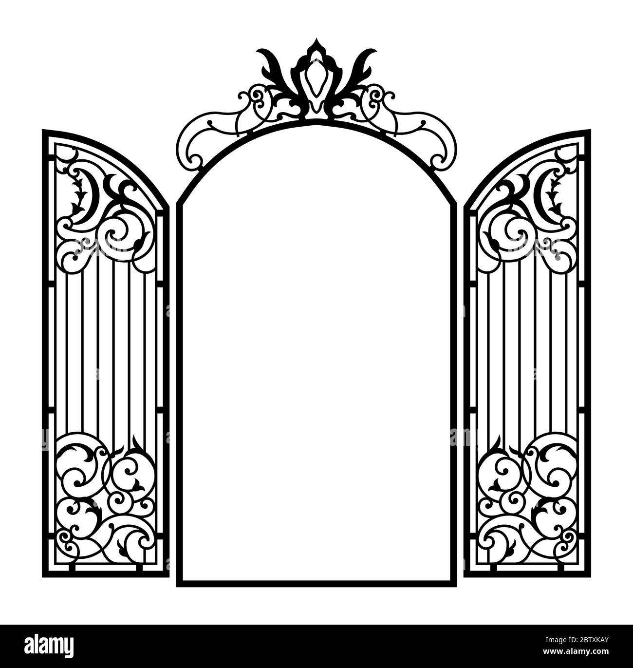 Vintage iron black gate door Stock Vector Images - Alamy