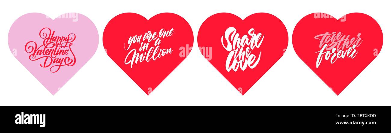 Heart shaped handwritten lettering on postcards Stock Vector Image ...