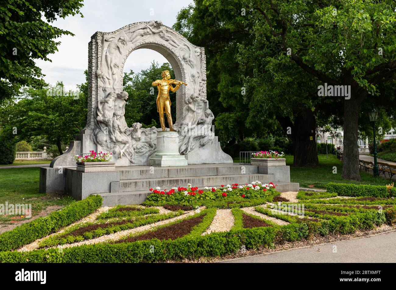 The monument of Johann Strauss in Vienna, cloudy day in spring Stock ...