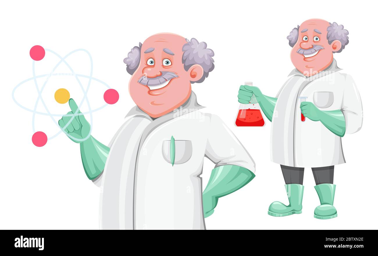 Professor cartoon character, set of two poses. Usable also as scientist ...