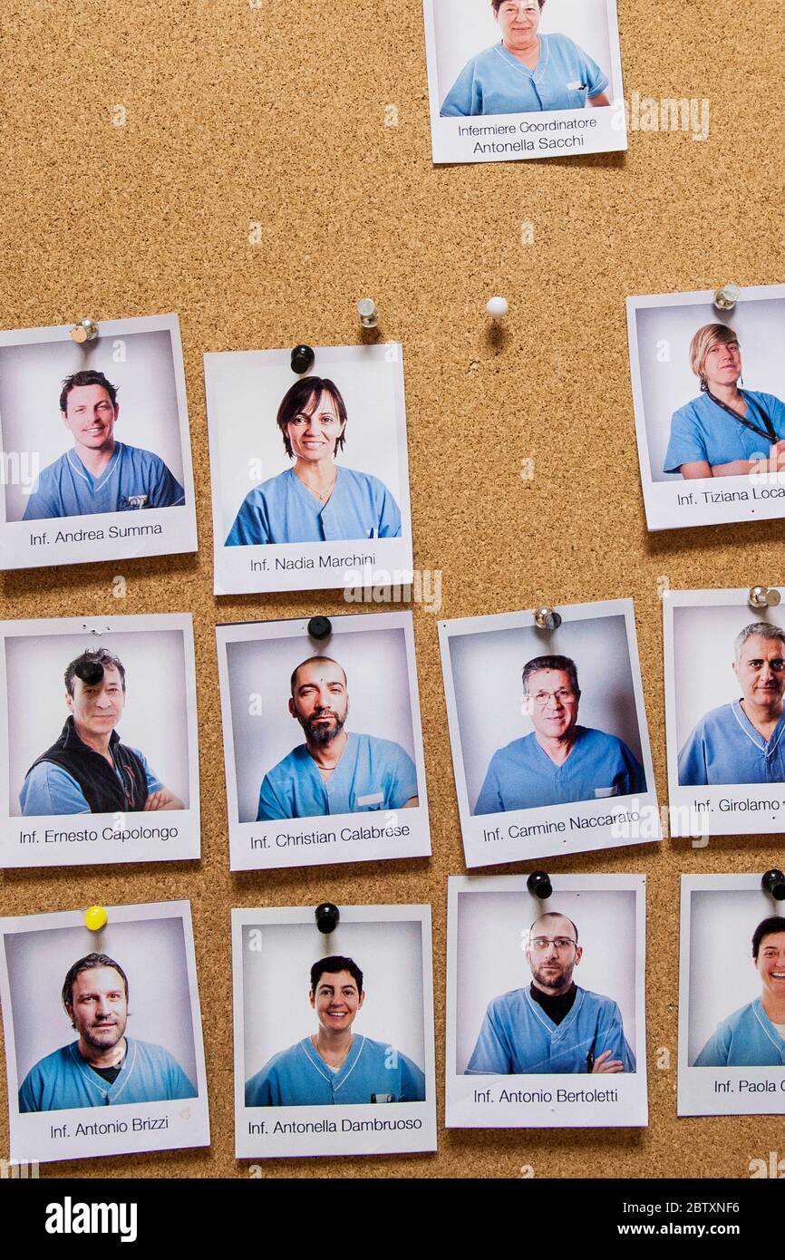 Italy, Pavia, San Matteo hospital, portraits of nurses and doctors ...