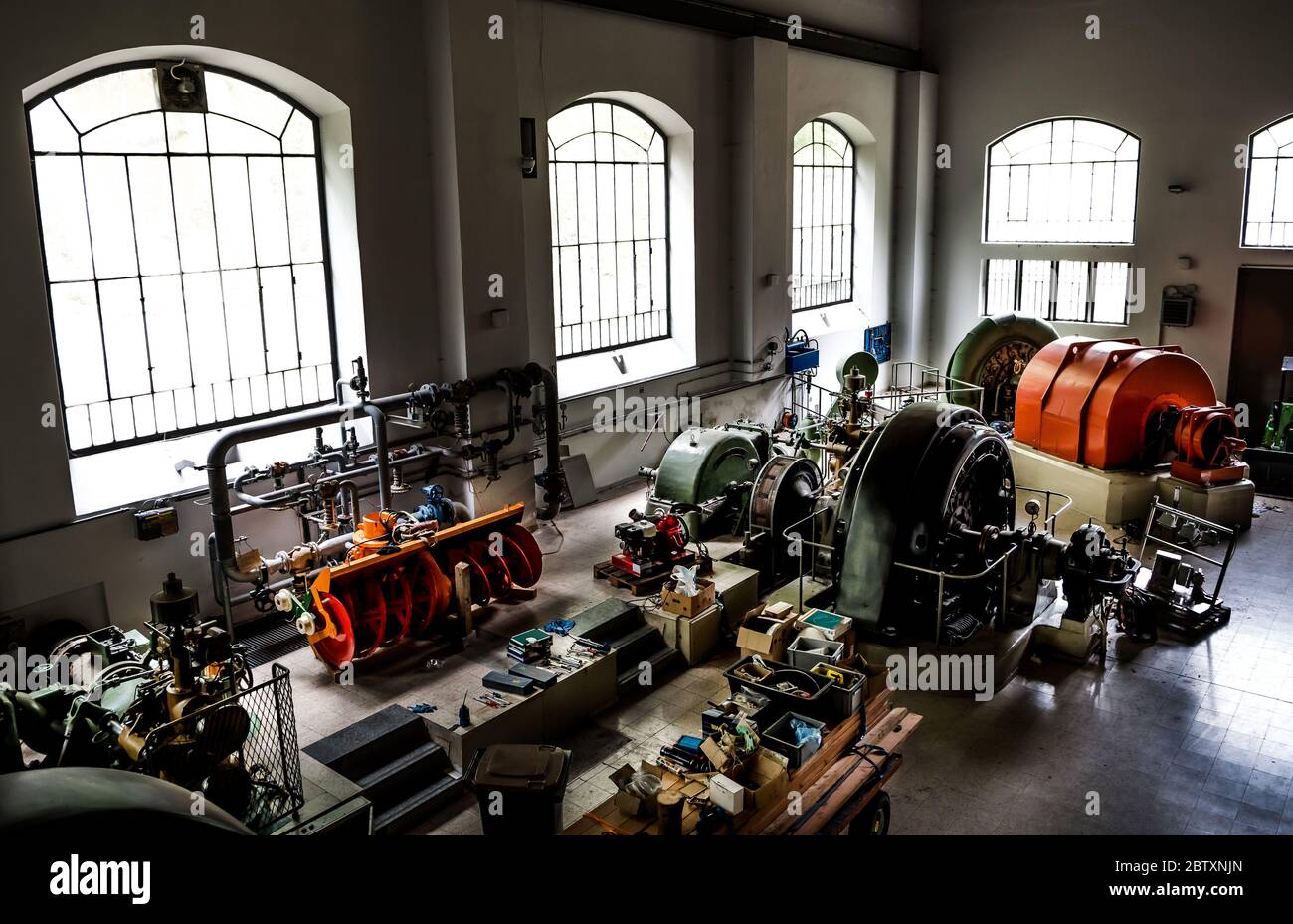 Water Turbines Of A Hydropower Plant Produce Renewable Energy Stock ...