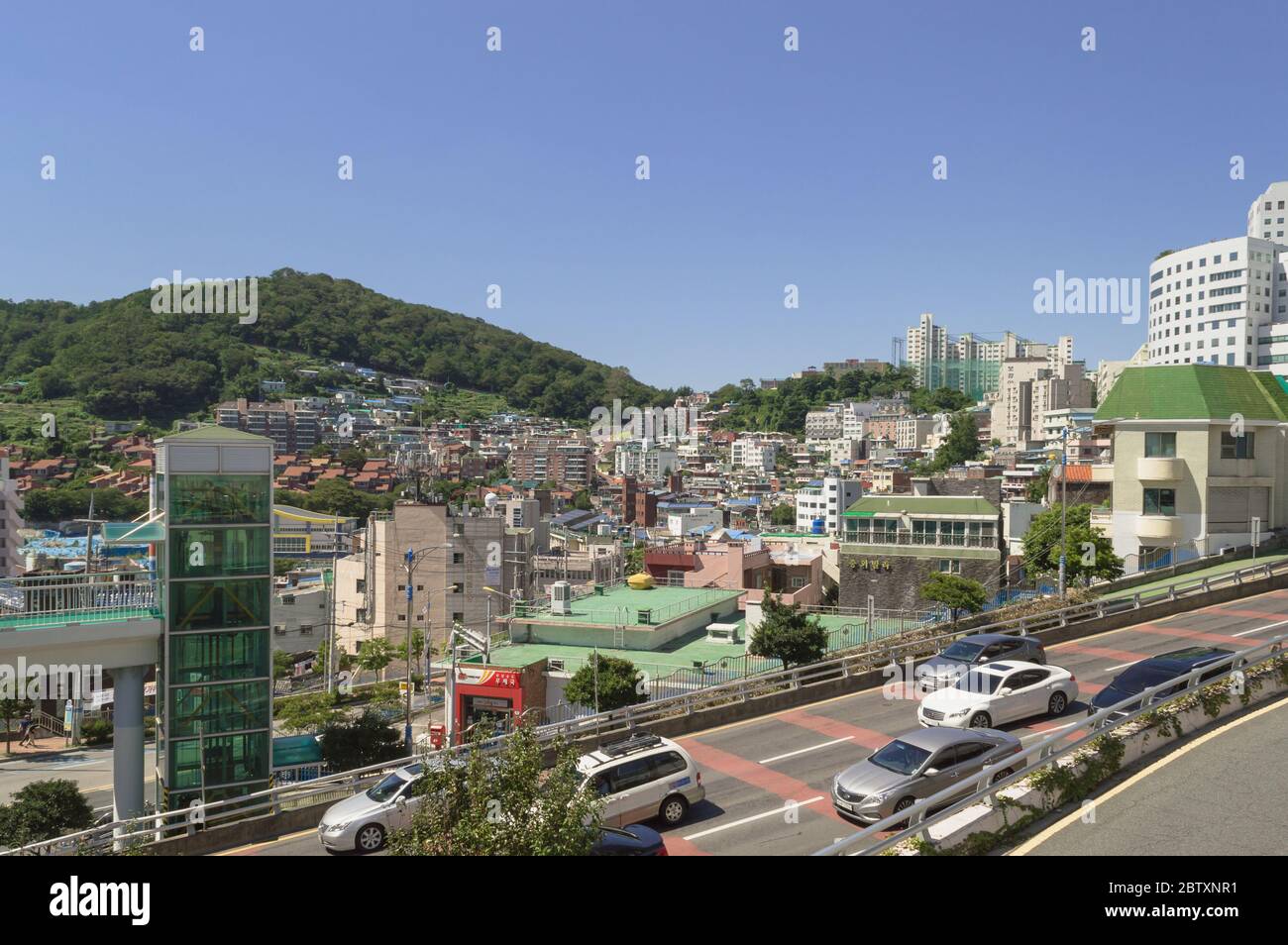 Busan, South Korea, September 14, 2019: view of the road with moving ...