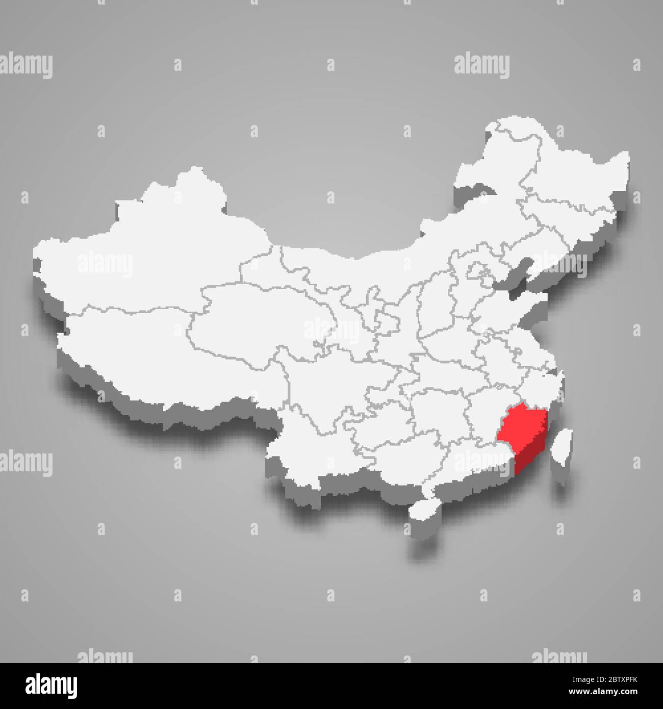 Fujian Province Location Within China 3d Map Stock Vector Image And Art Alamy