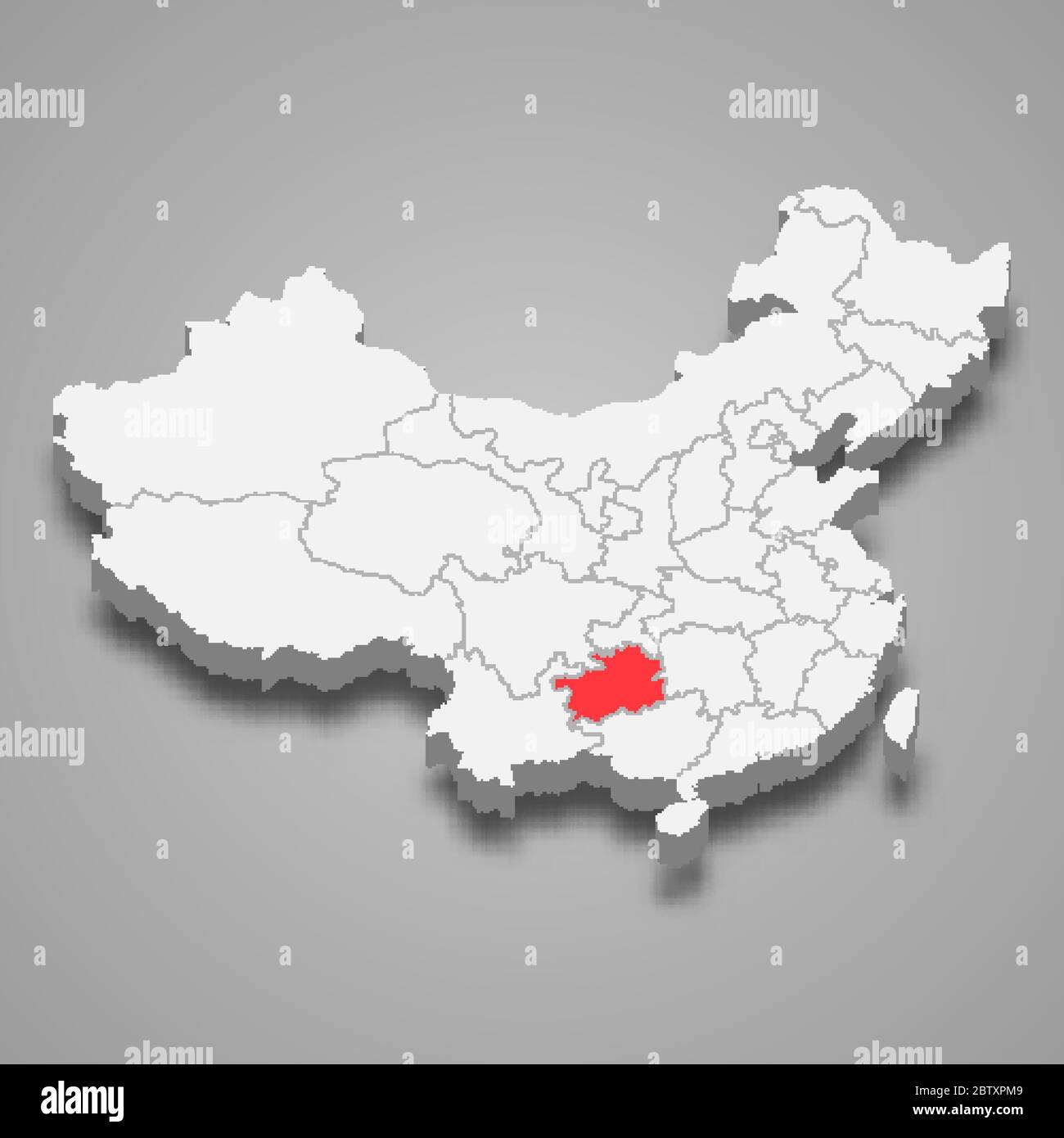 Guizhou province location within China 3d map Stock Vector Image & Art ...