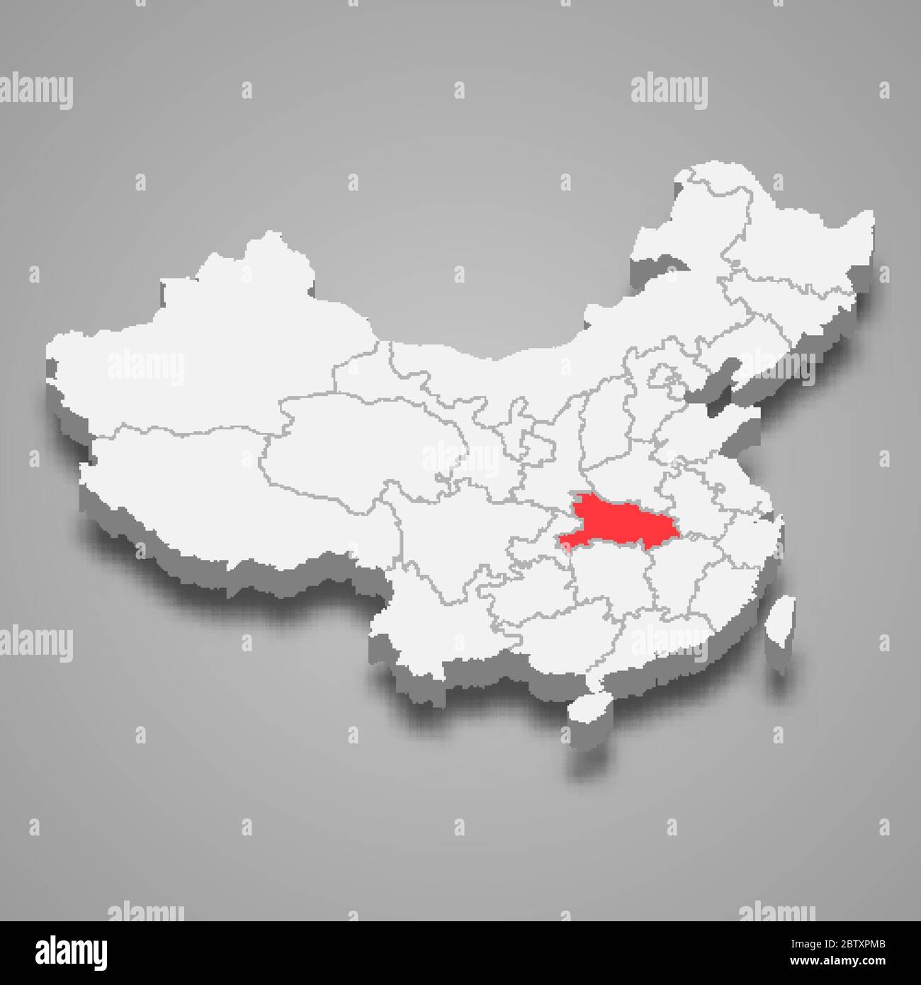Hubei province location within China 3d map Stock Vector Image & Art ...