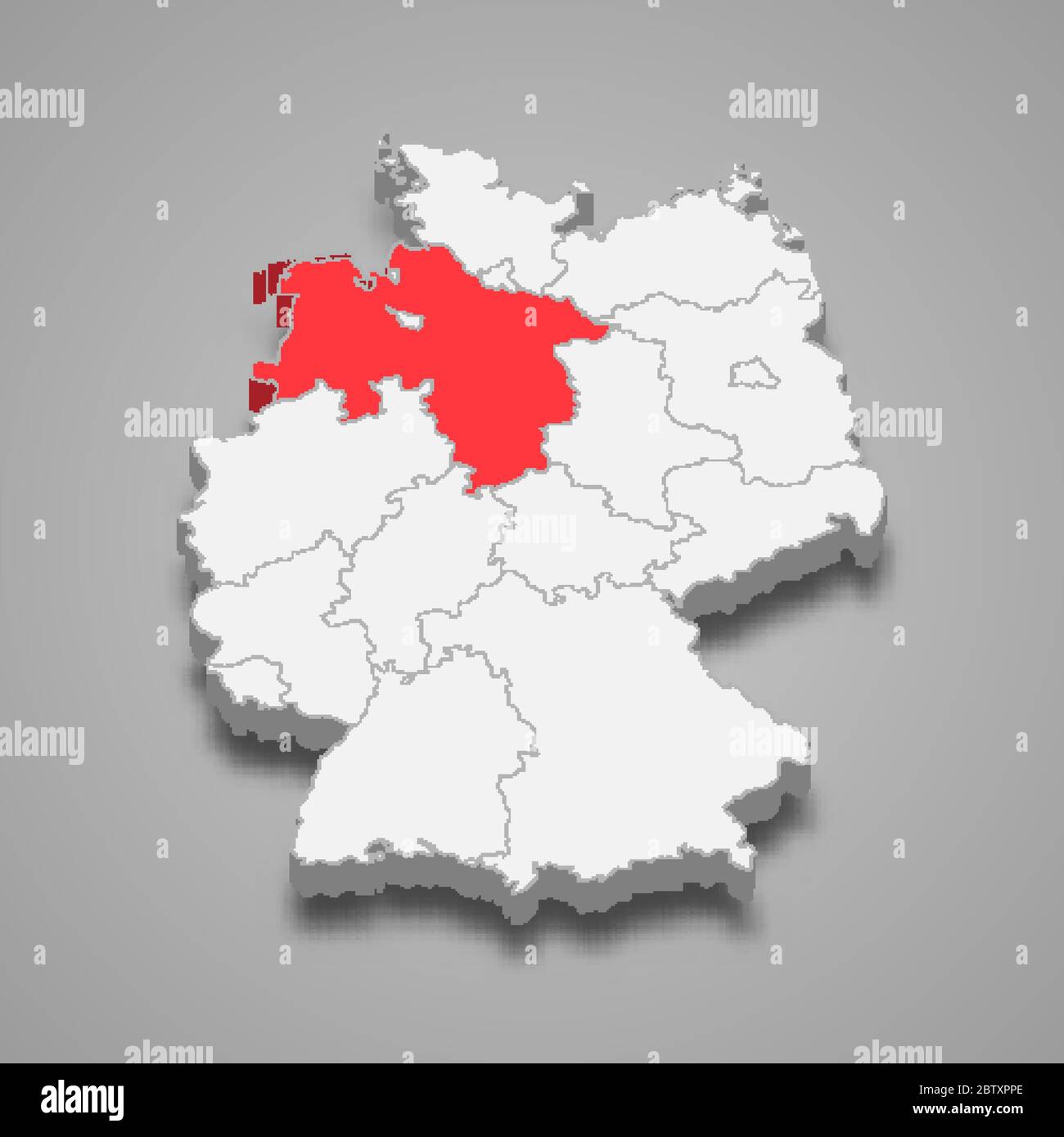 Lower-Saxony state location within Germany 3d map Stock Vector Image ...