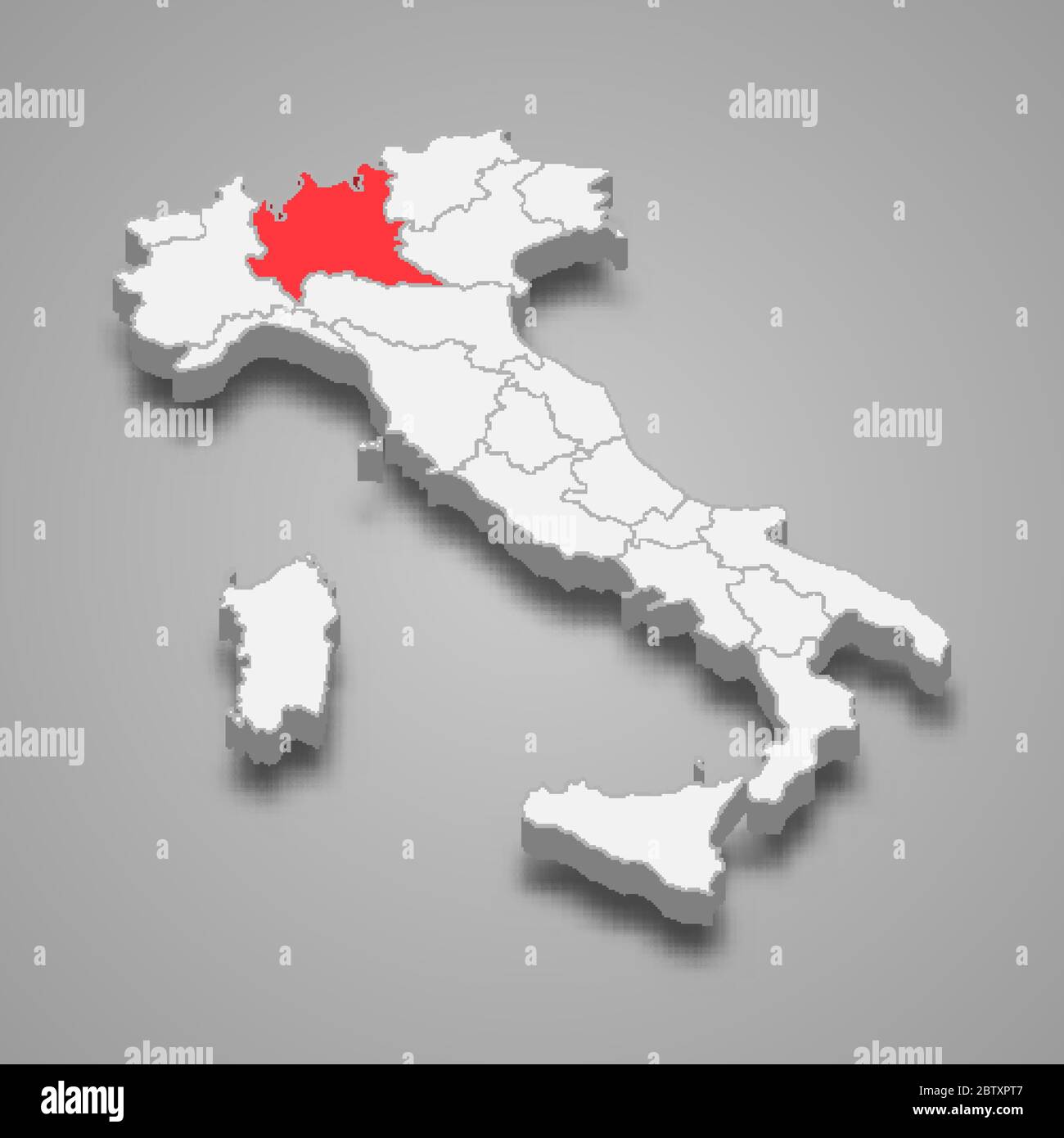 Lombardy region location within Italy 3d map Stock Vector Image & Art ...