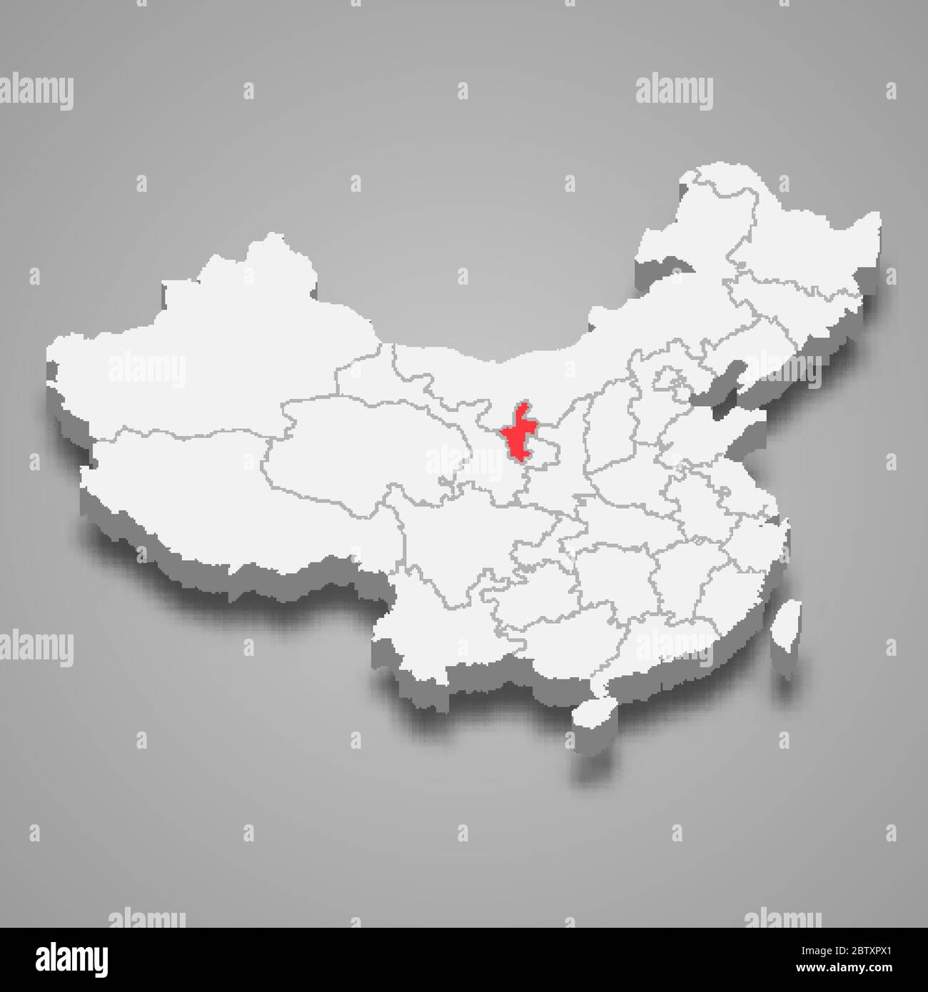 Ningxia province location within China 3d map Stock Vector Image & Art ...