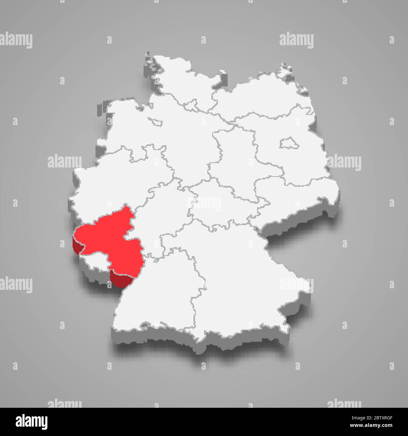 Rhineland-Palatinate state location within Germany 3d map Stock Vector ...