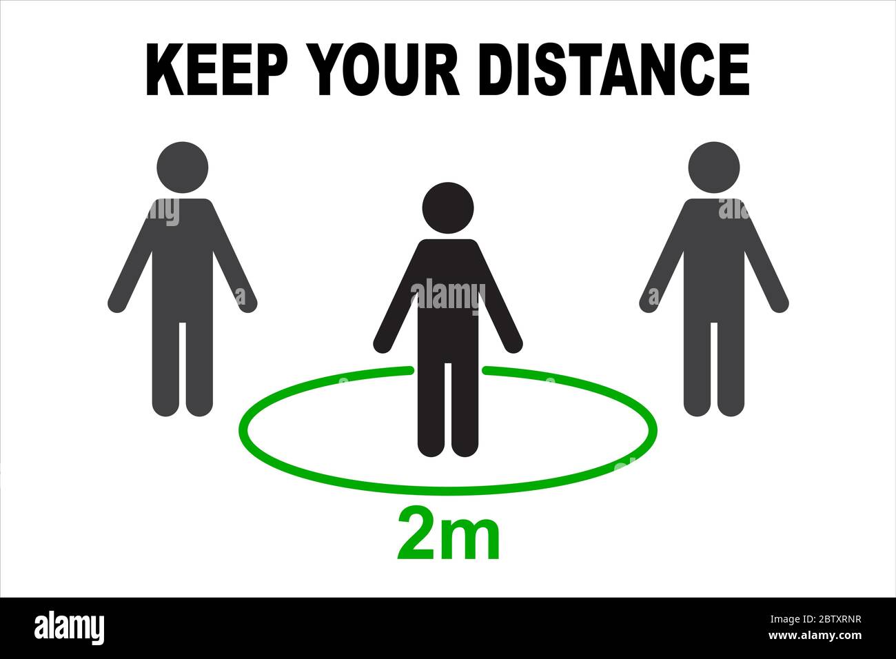 Simple people in a circle with two meters of social distance ...