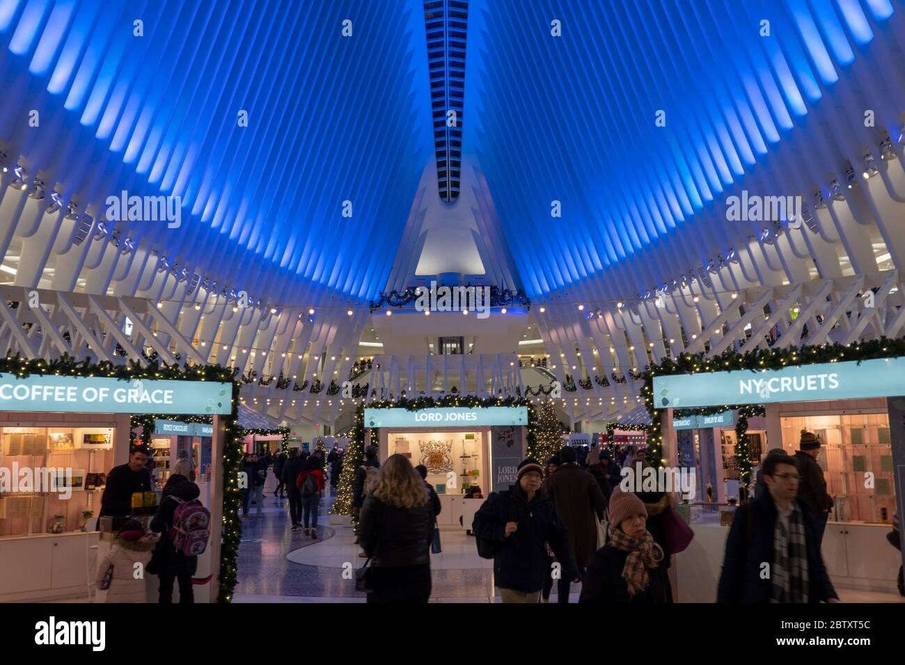 Oculus subway station at World trade Center at holiday time NYC Stock ...