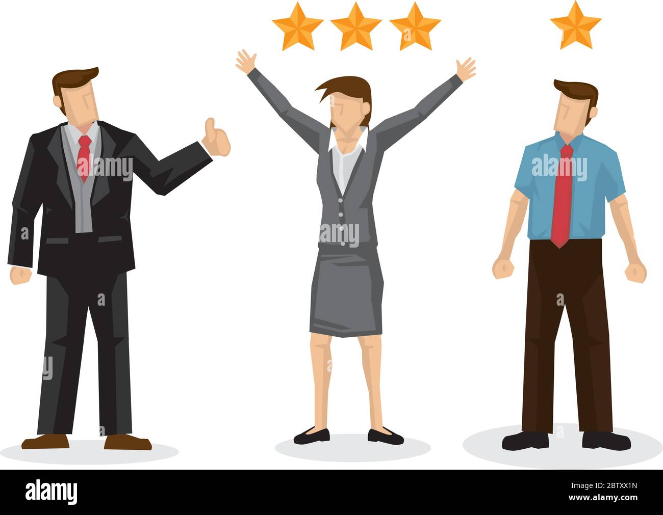 Boss praise his female employee for doing a good job. Business concept ...