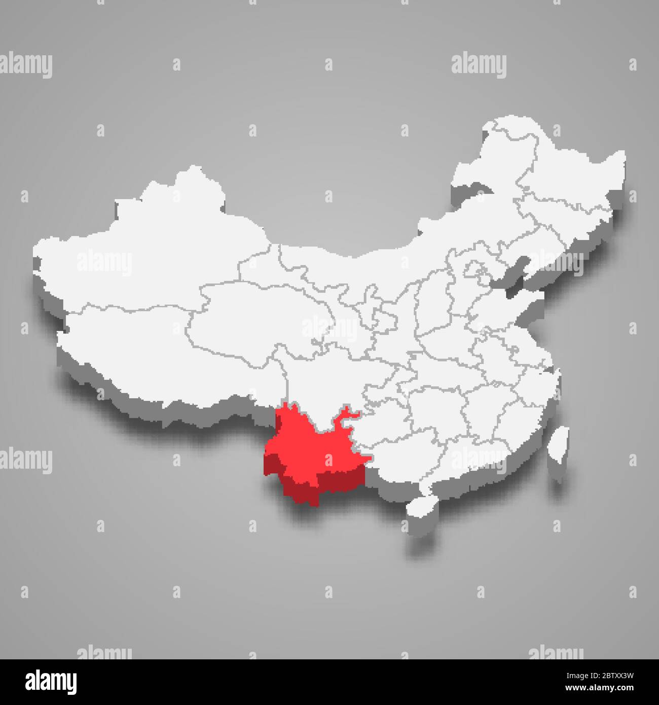 Yunnan province location within China 3d map Stock Vector Image & Art ...