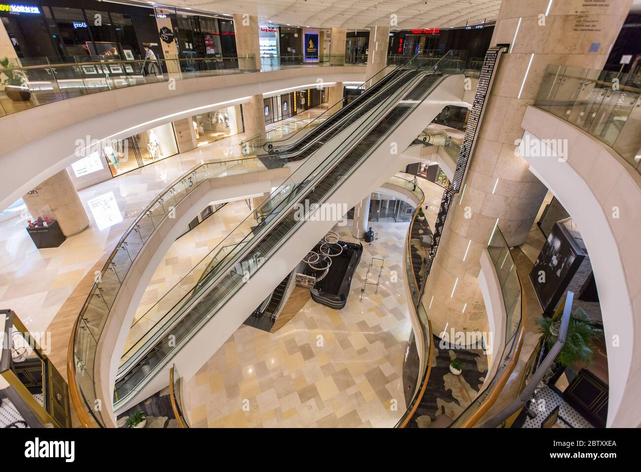 Interior design circular shape layout of Orchard ION shopping mall. No ...