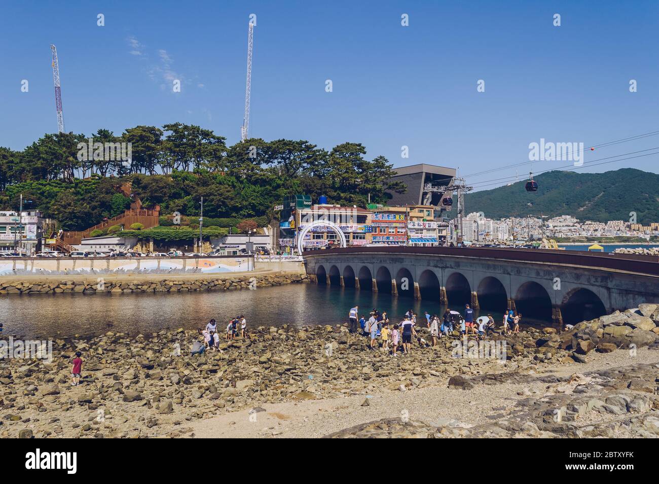 Busan, South Korea, September 14, 2019: cityscape view with mountains ...