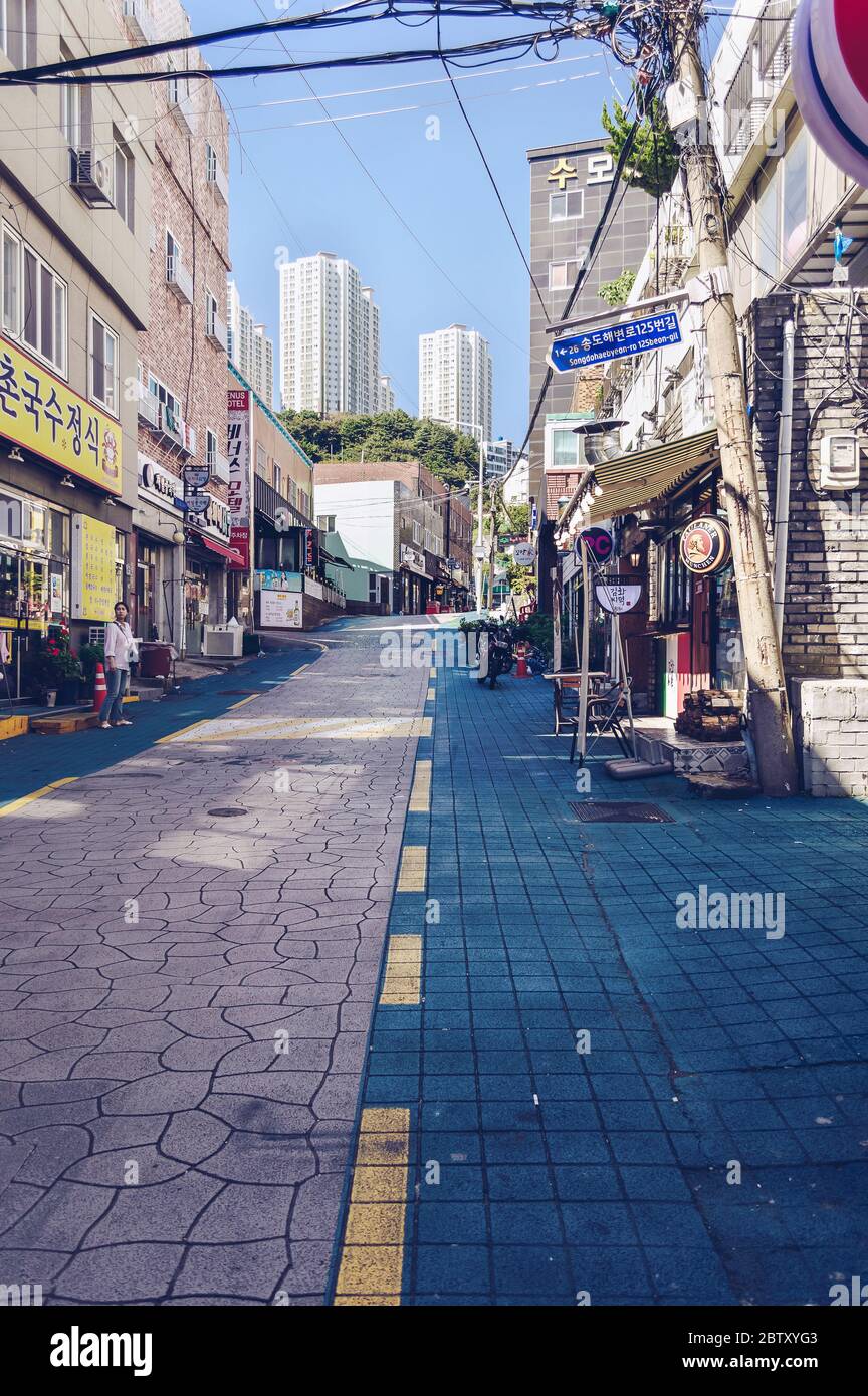 Busan, South Korea, September 14, 2019: view of one of the typical ...