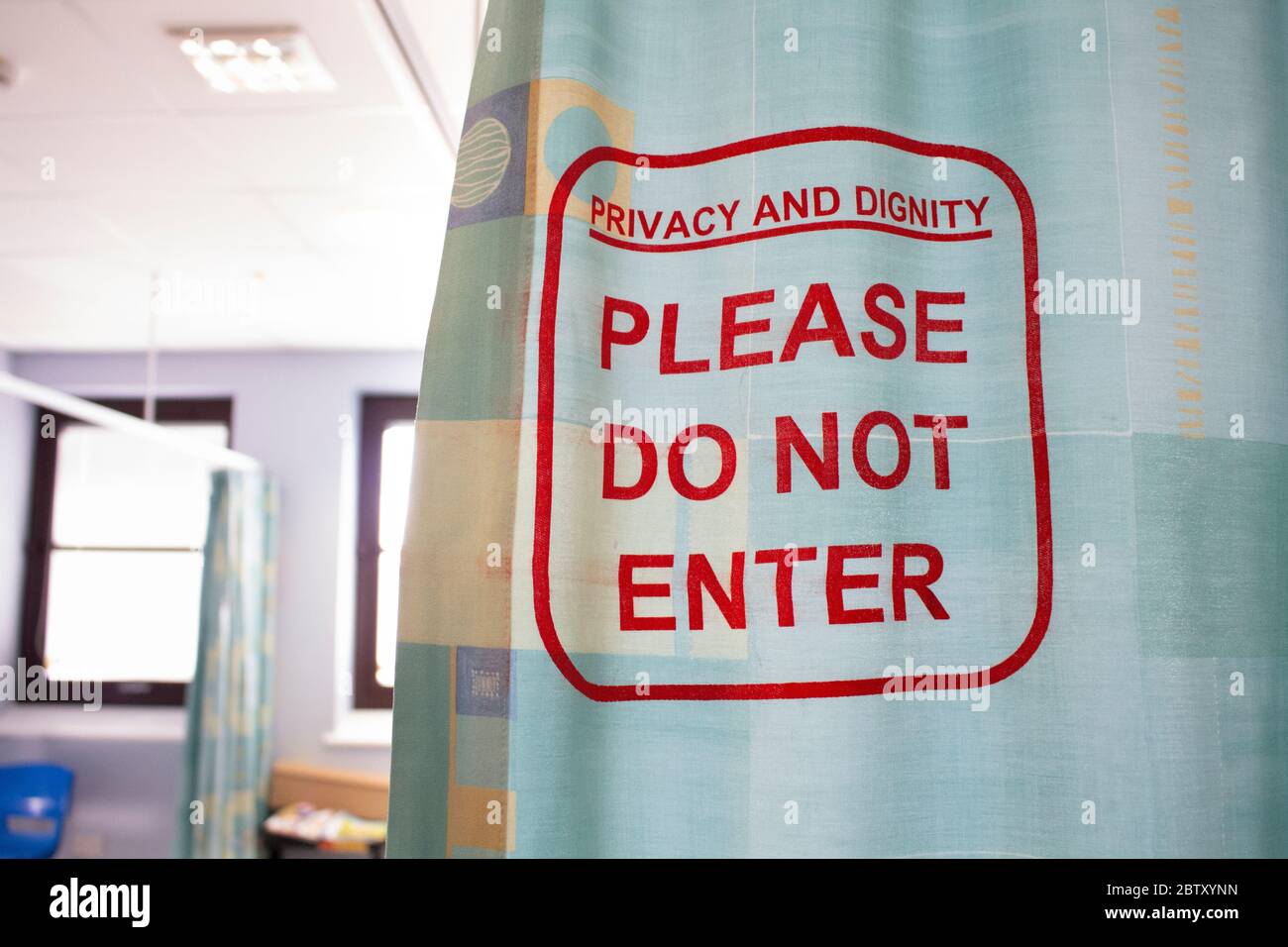 Please Do Not Enter sign in hospital ward, UK Stock Photo - Alamy