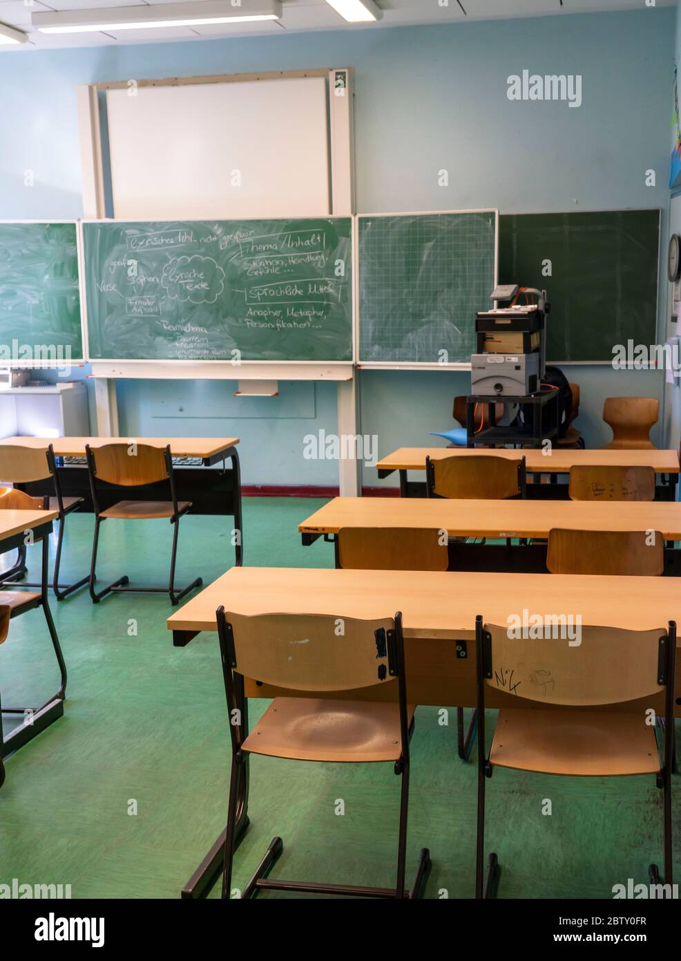 Classroom of an older comprehensive school, technically and equipment ...