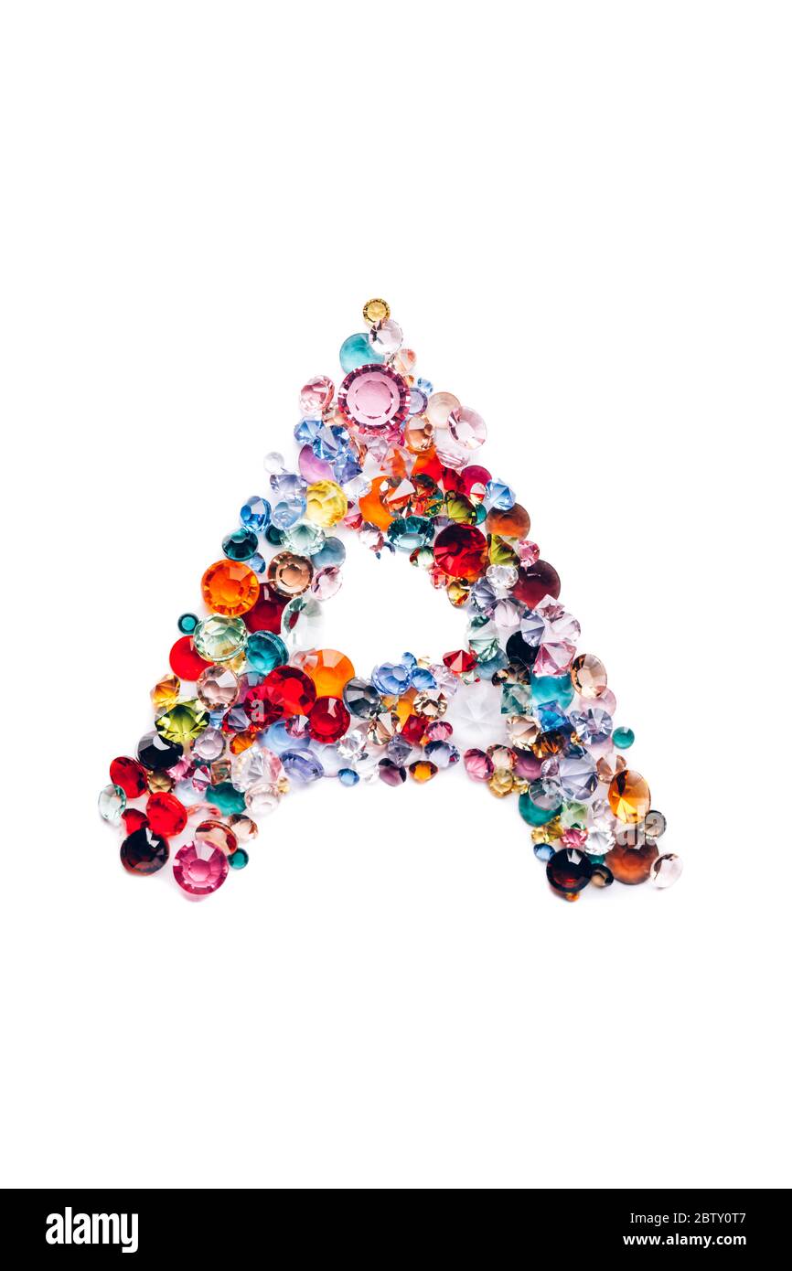 Letter A from glass bright gems Stock Photo - Alamy