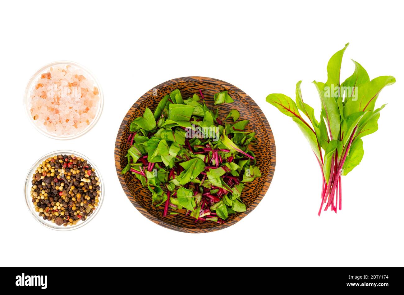 Microgreen. Red beetroot sprouts for cooking vegetarian dishes. Studio ...