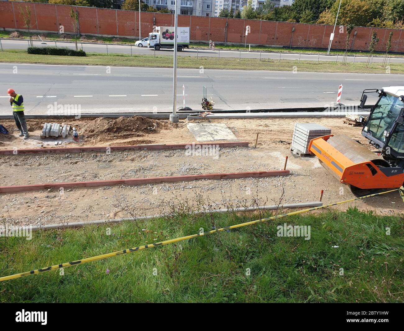New pavement under construction in the city Stock Photo - Alamy