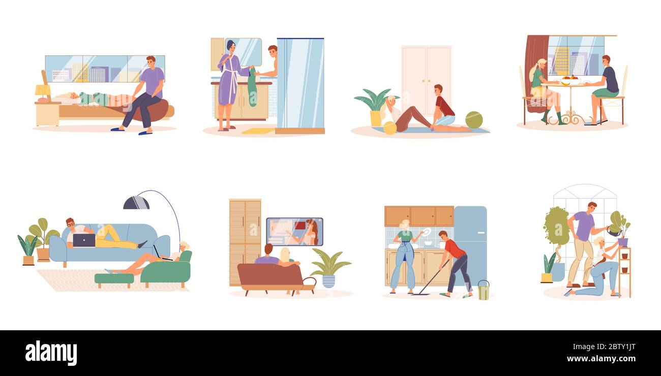 Young married couple daily routine schedule set Stock Vector Image ... Young married couple daily routine schedule set Stock Vector Image ...