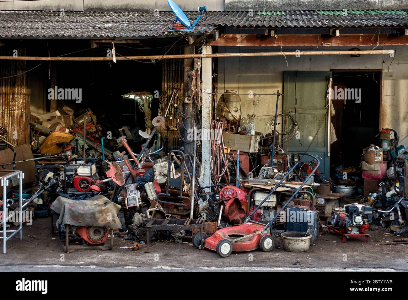 Repair shop workplace, domestic machinery, Thailand, Southeast Asia ...