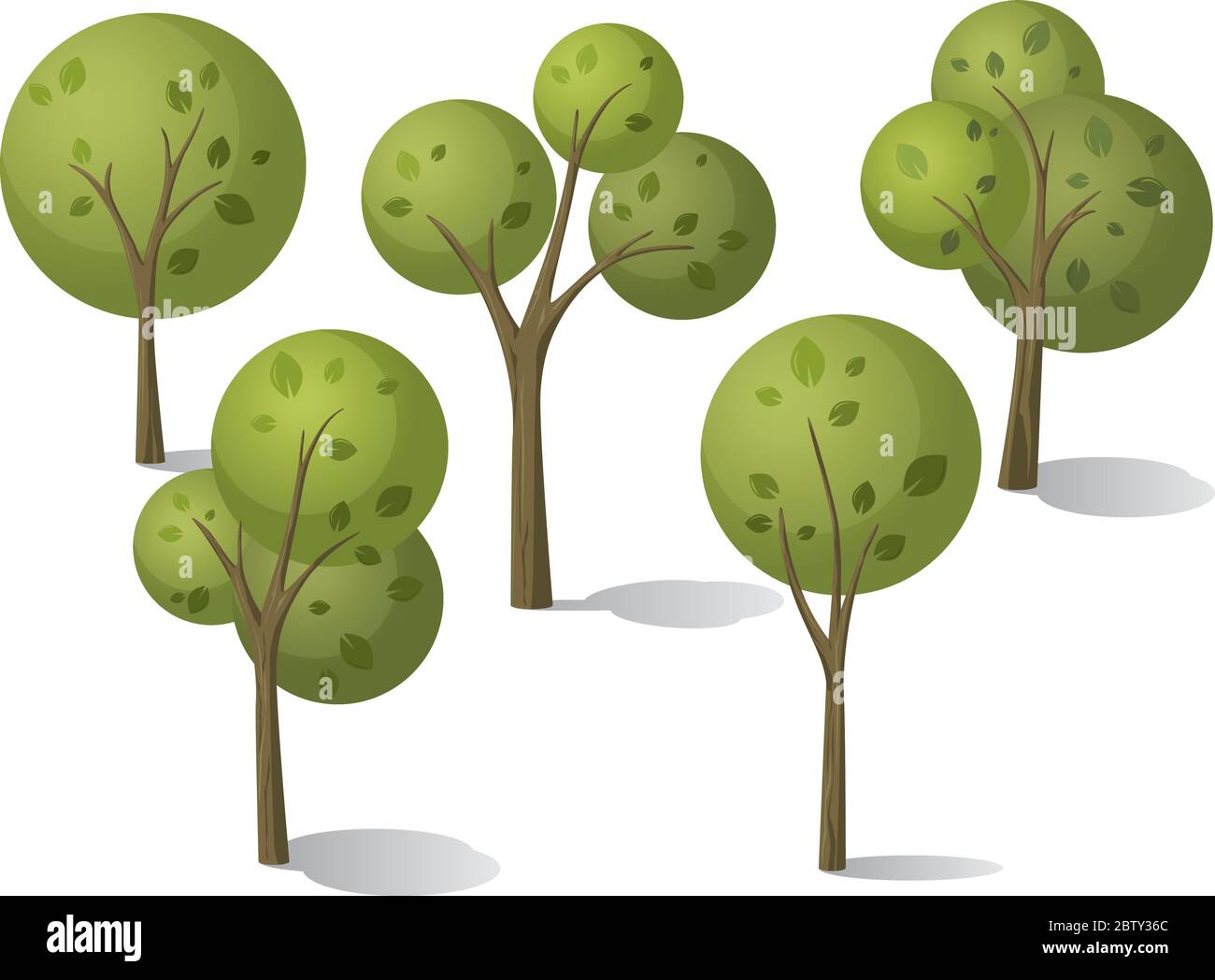 Set of vector tree and bush in carton style Stock Vector Image & Art ...