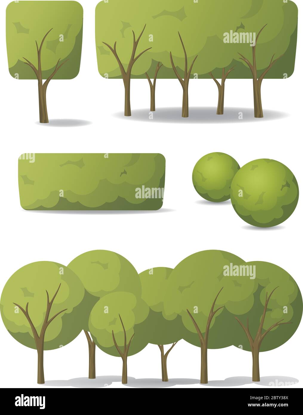 Set of vector tree and bush in carton style Stock Vector Image & Art ...