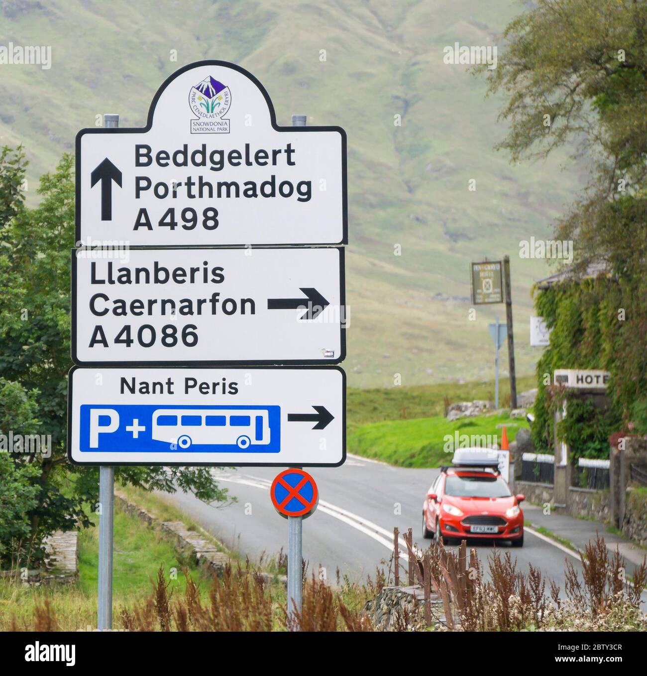 Travelling in the Snowdonia National Park, North Wales, UK. A ...