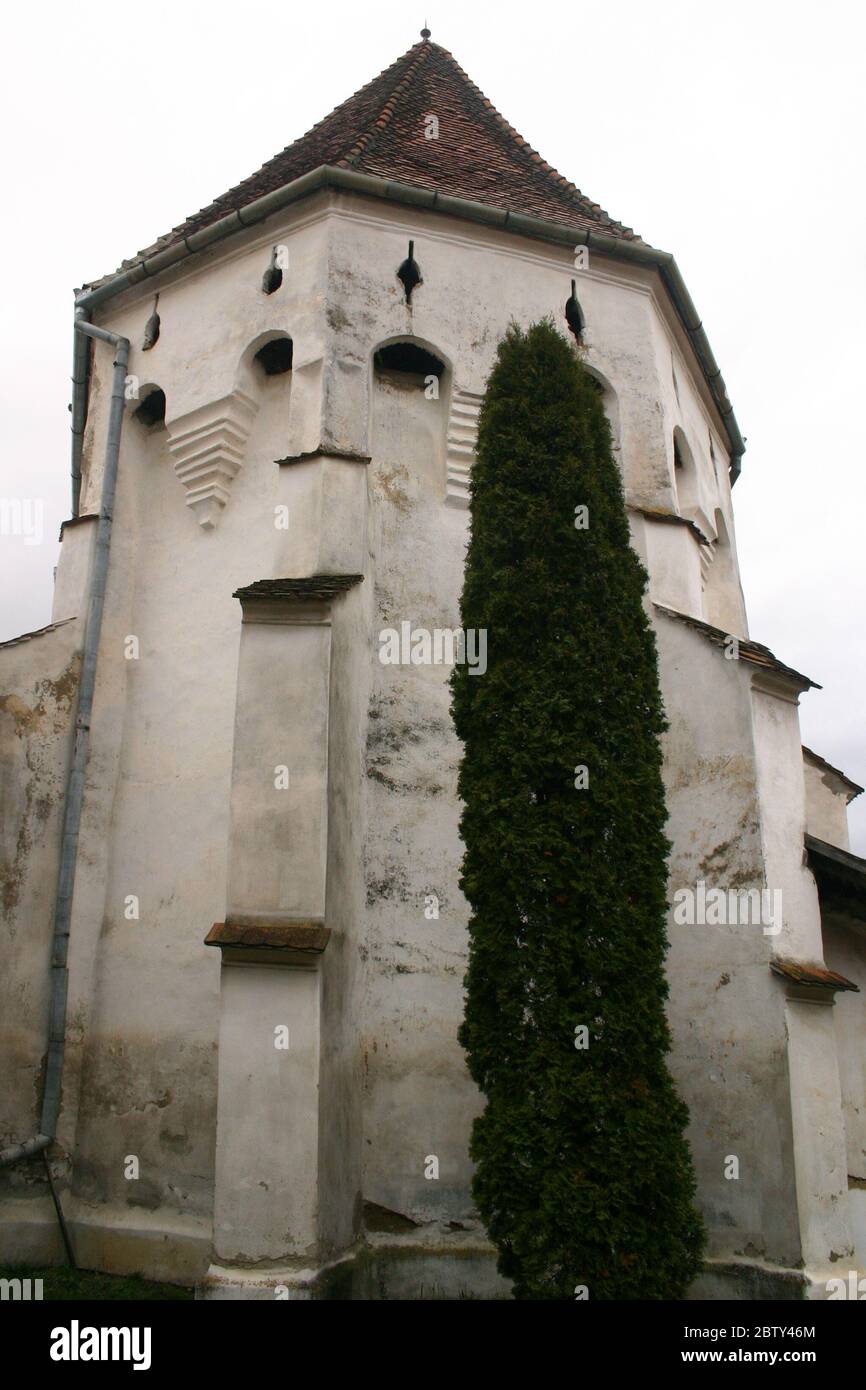 Harghita County, Romania. Exterior of the fortified Darjiu Church, a ...