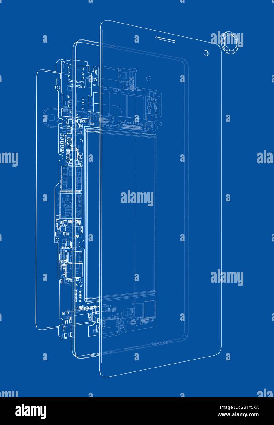 Disassembled smartphone concept outline. Vector Stock Vector Image ...