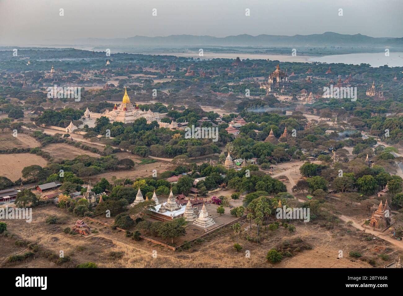 Aerial of the temples of Bagan (Pagan), Myanmar (Burma), Asia Stock ...