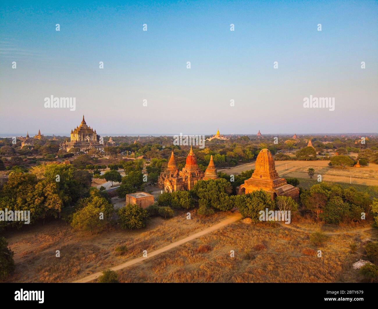 Aerial of the temples of Bagan (Pagan), Myanmar (Burma), Asia Stock ...