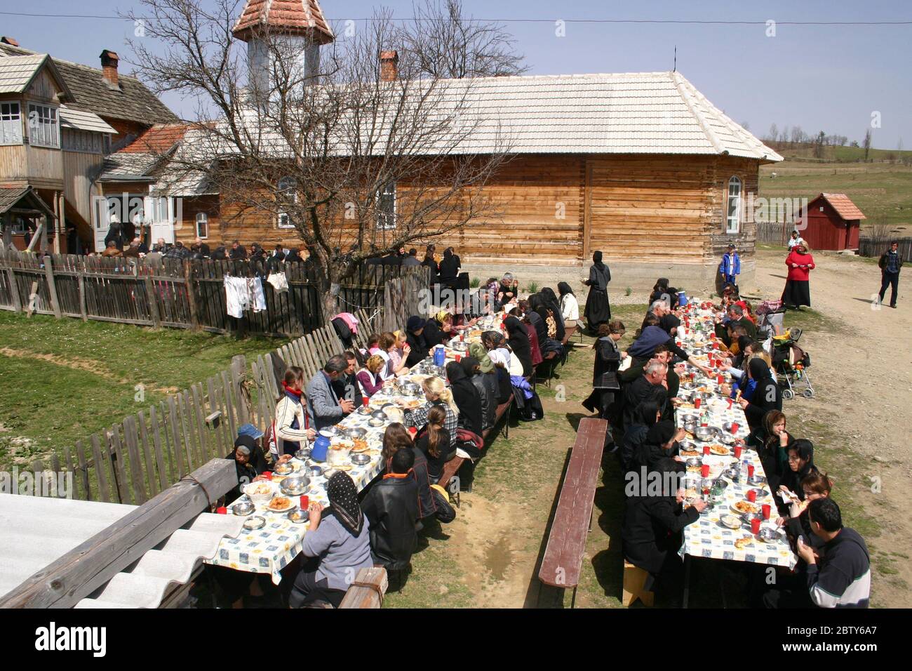 Romanian Christian Orthodox Church offering simple food to the ...