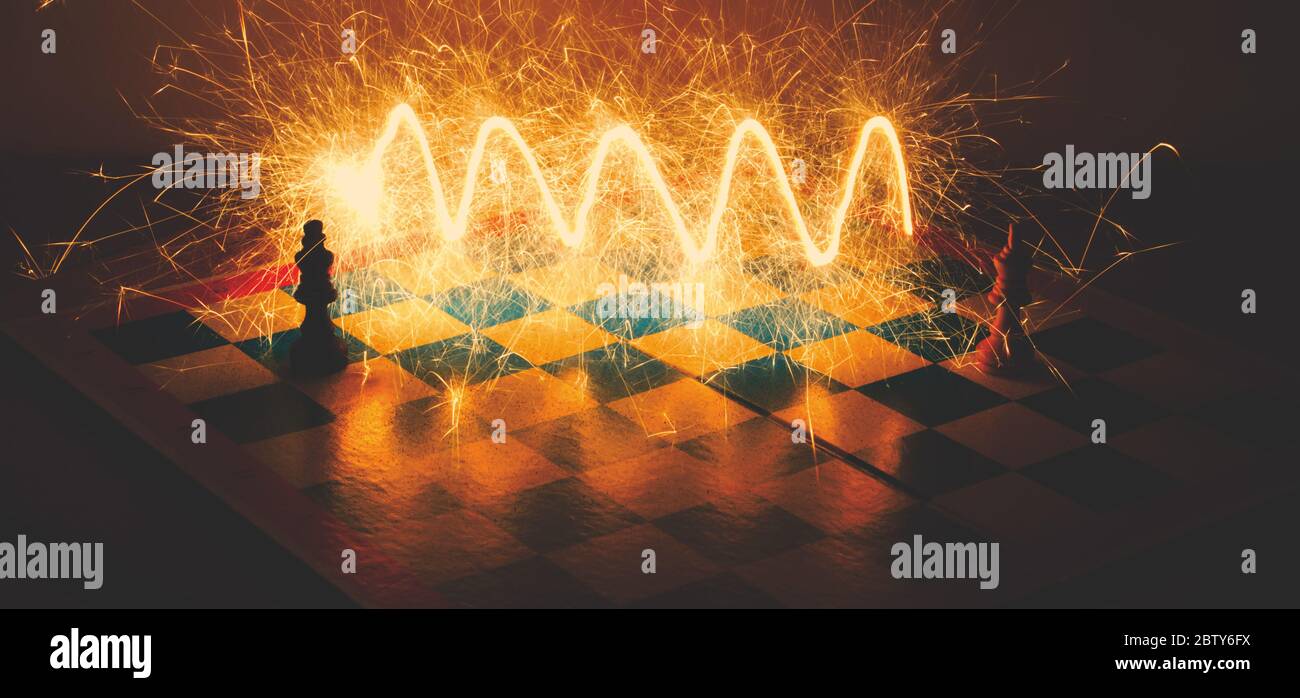 Two chess kings fighting Stock Photo - Alamy