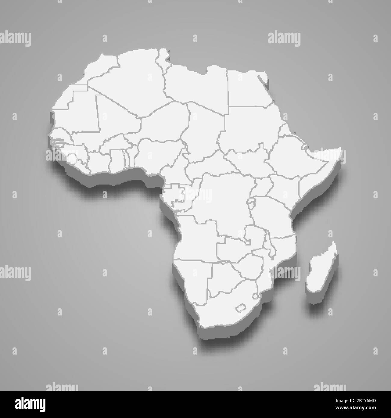3d map of Africa with borders Stock Vector Image & Art - Alamy