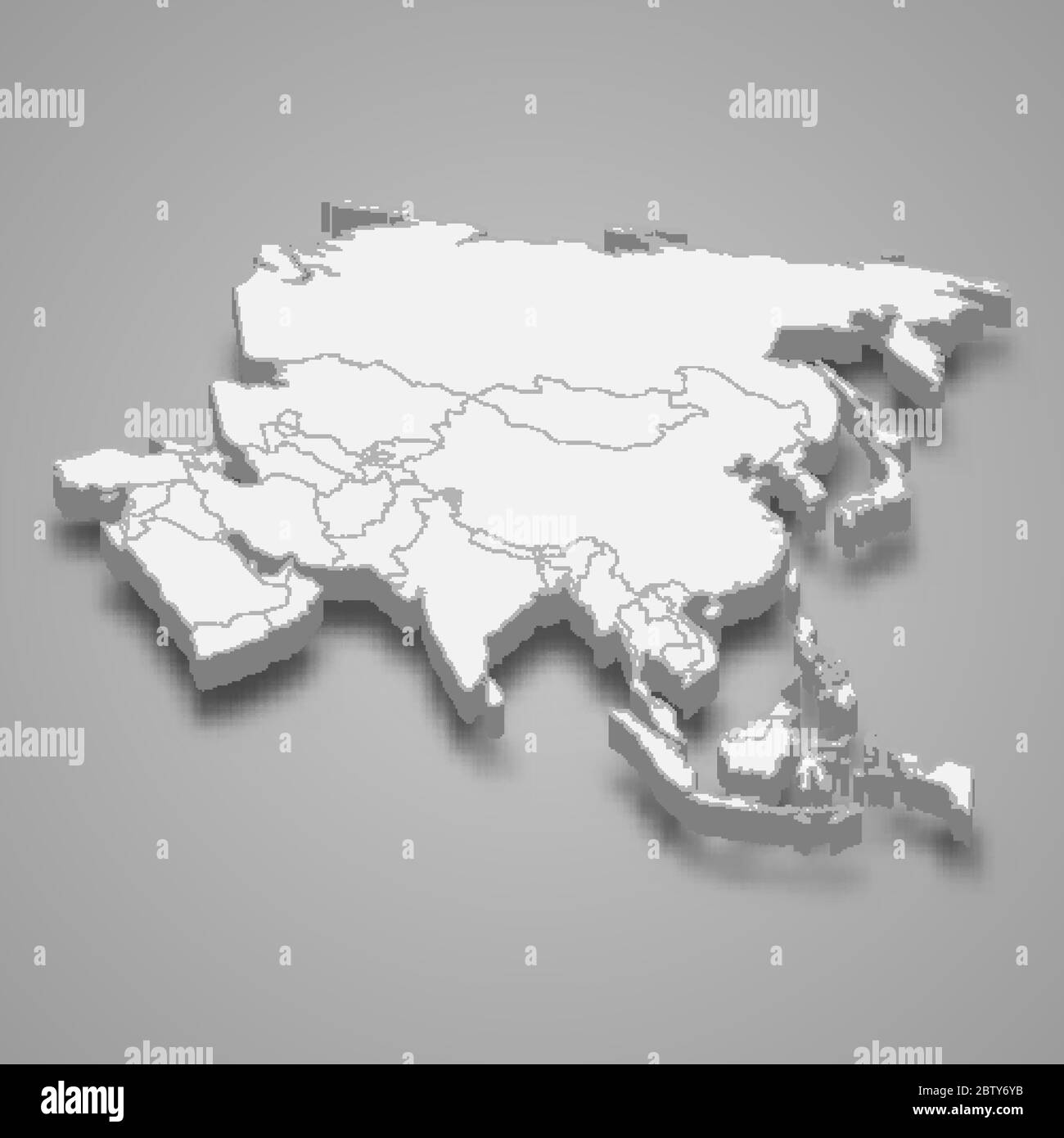 3d map of Asia with borders Stock Vector Image & Art - Alamy