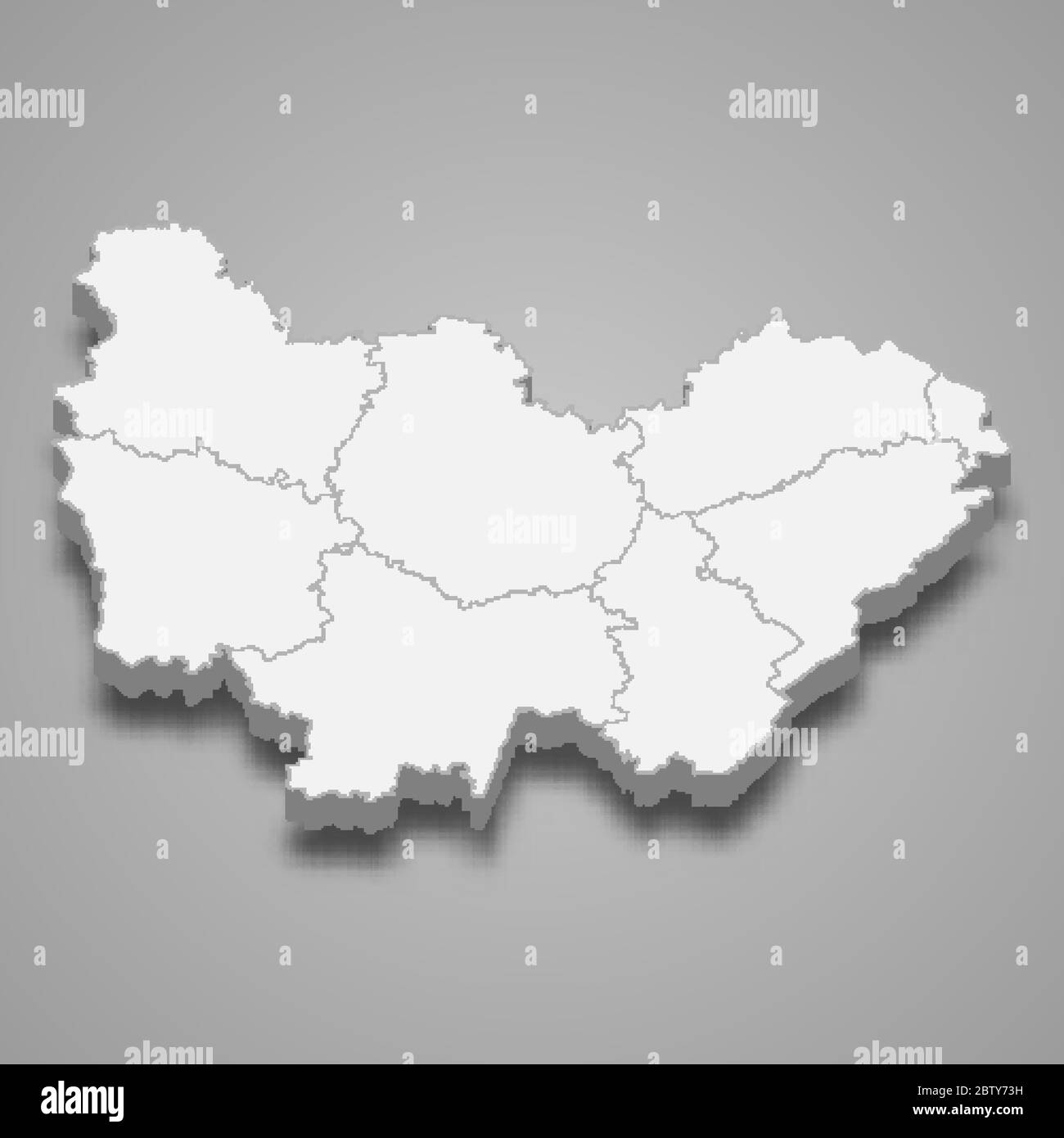3d map of Bourgogne-Franche-Comte is a region of France Stock Vector ...