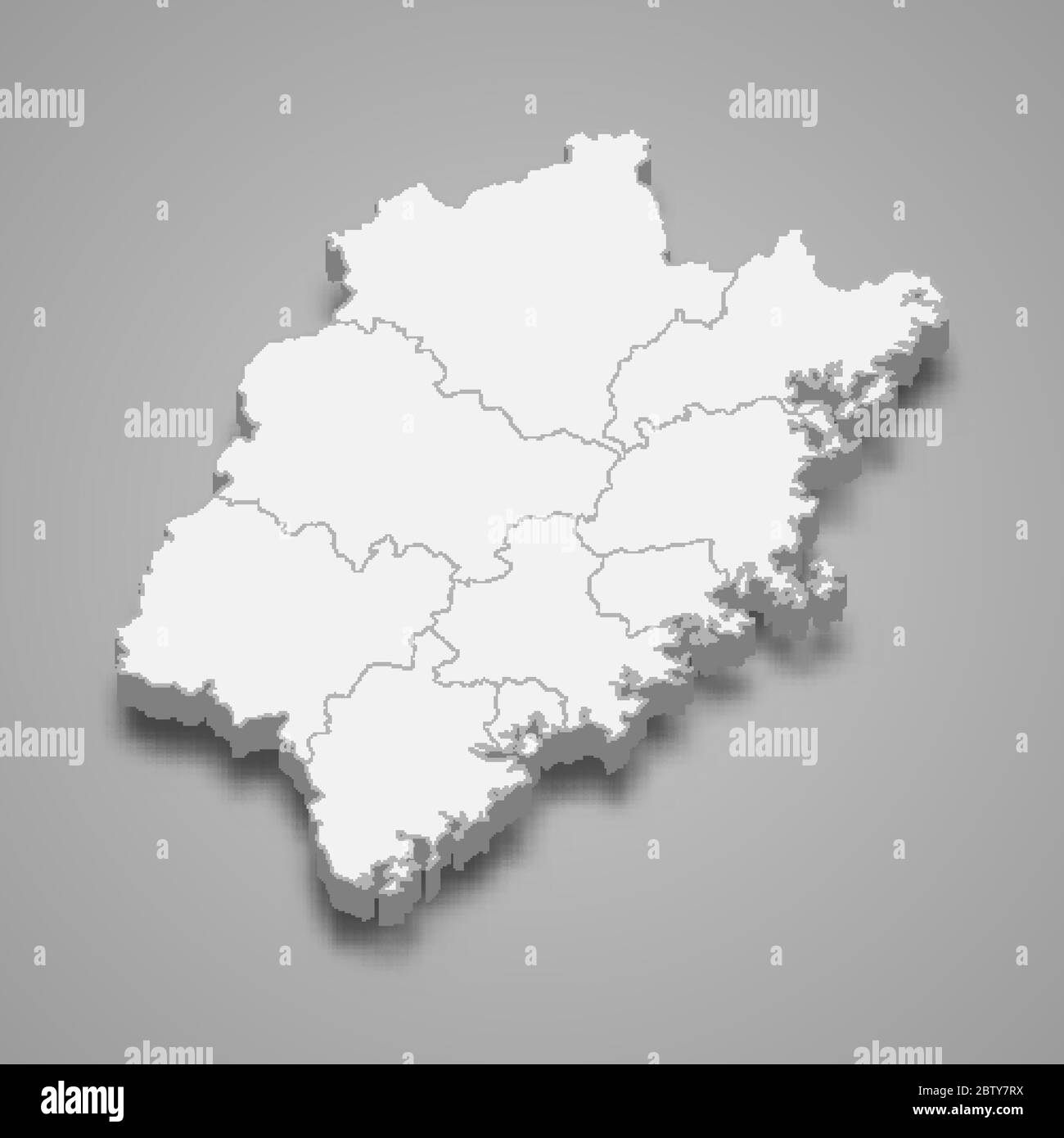 3d map of Fujian is a province of China Stock Vector Image & Art - Alamy