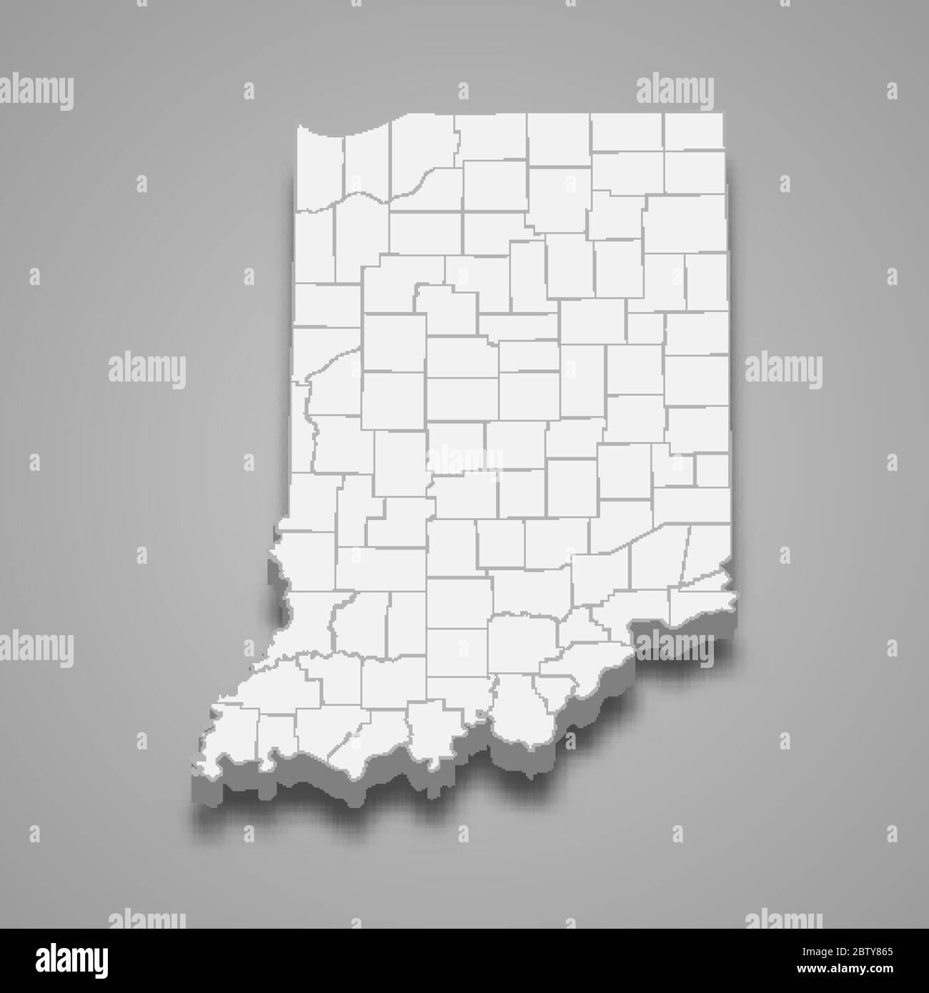 3d map of Indiana is a state of United States Stock Vector Image & Art ...